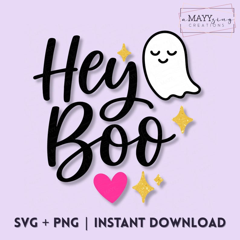 Hey Boo SVG PNG | Cute Ghost Halloween Cricut File for Baby Shirts ...