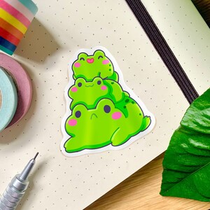 Stack of Frogs Die Cut Sticker Glossy Splashproof Sticker - Etsy