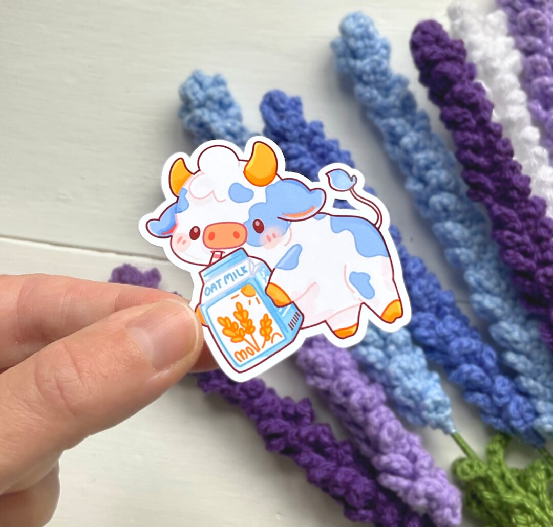Cute Oat Milk Cow Die Cut Sticker | Glossy | Splashproof Sticker - Etsy