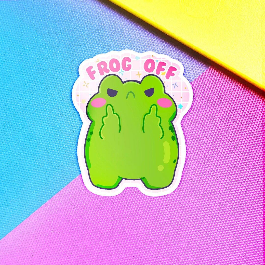 Grumpy frog Off Frog Die Cut Sticker Glossy - Etsy