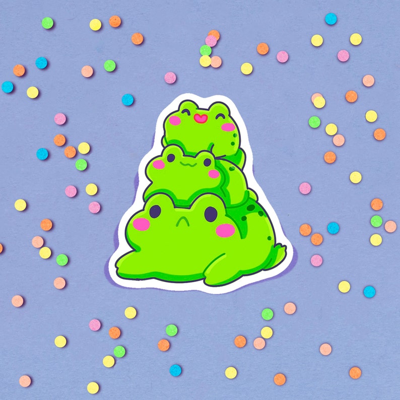 Stack of Frogs Die Cut Sticker Glossy Splashproof Sticker - Etsy