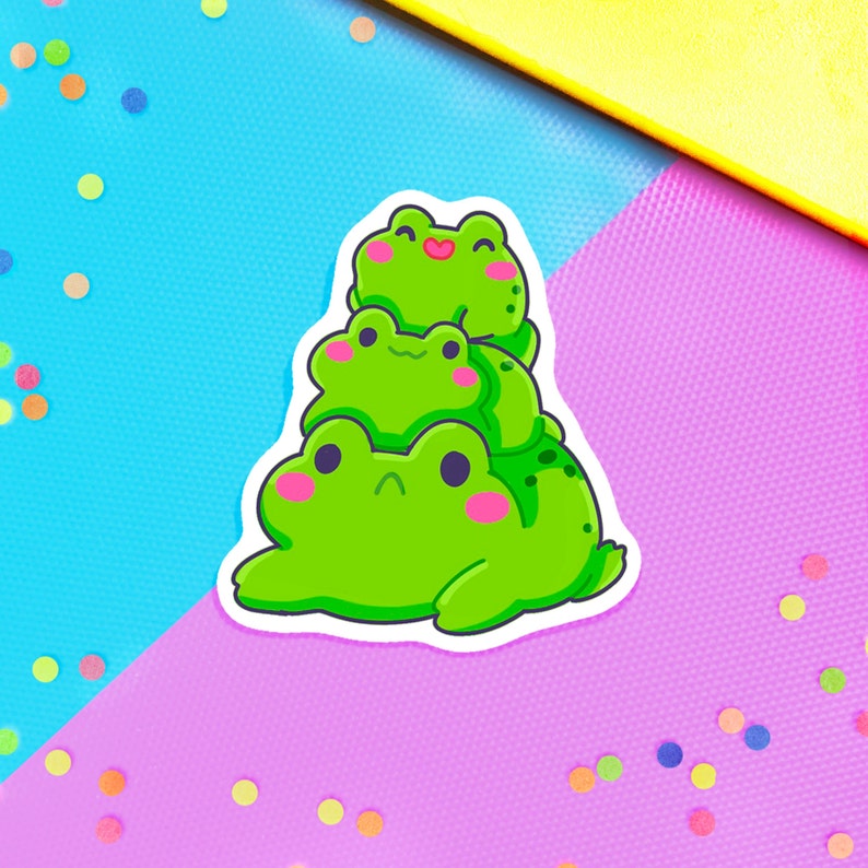 Stack of Frogs Die Cut Sticker Glossy Splashproof Sticker - Etsy