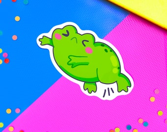 Cute Frog With a Froggy Umbrella Die Cut Sticker Glossy Splashproof ...