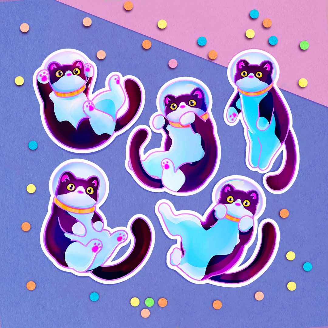 Space Cat Sticker Pack | Splashproof Sticker | - Etsy UK