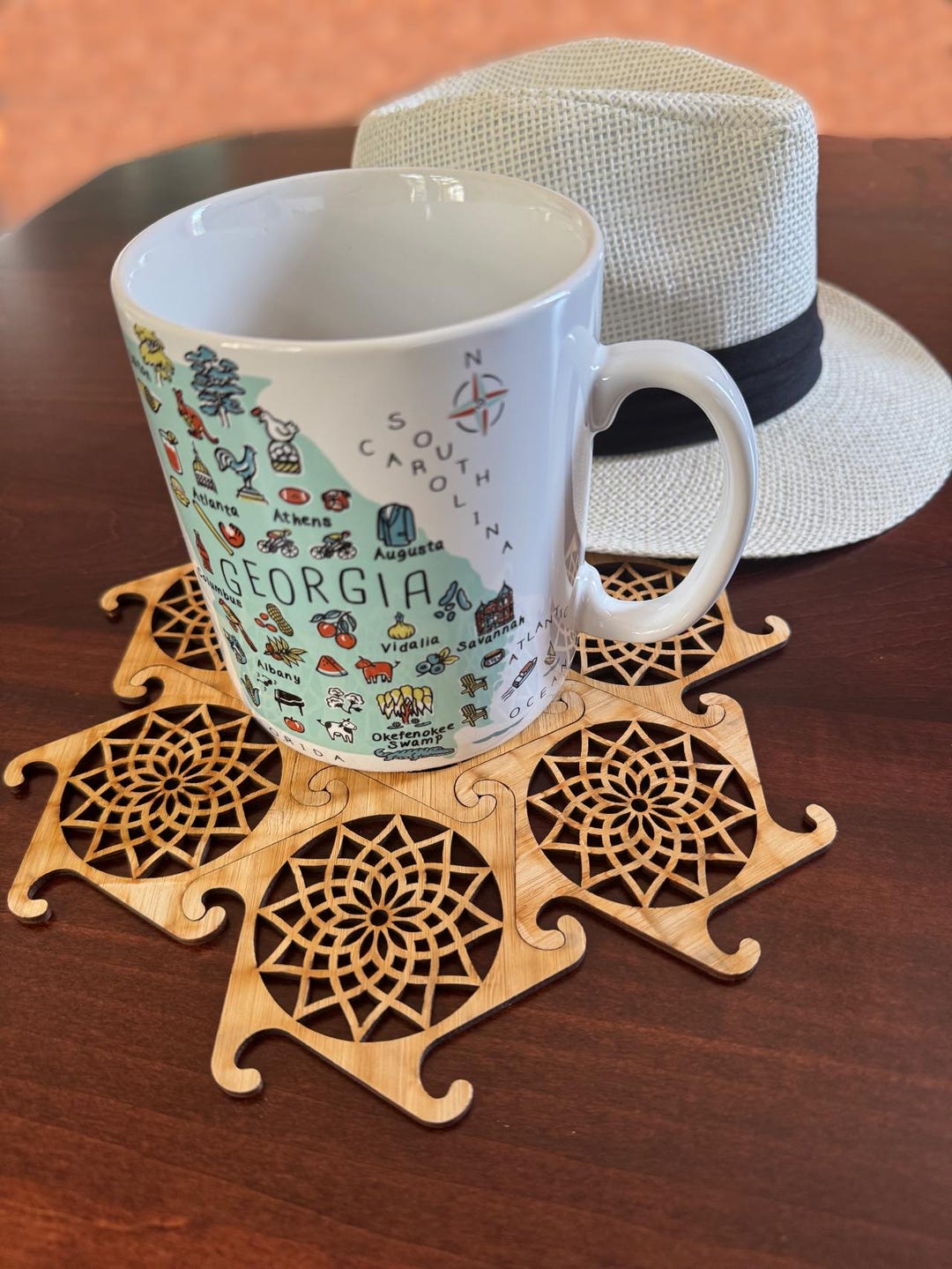 Set of 7 Handcrafted Interlocking Wooden Coasters - Etsy