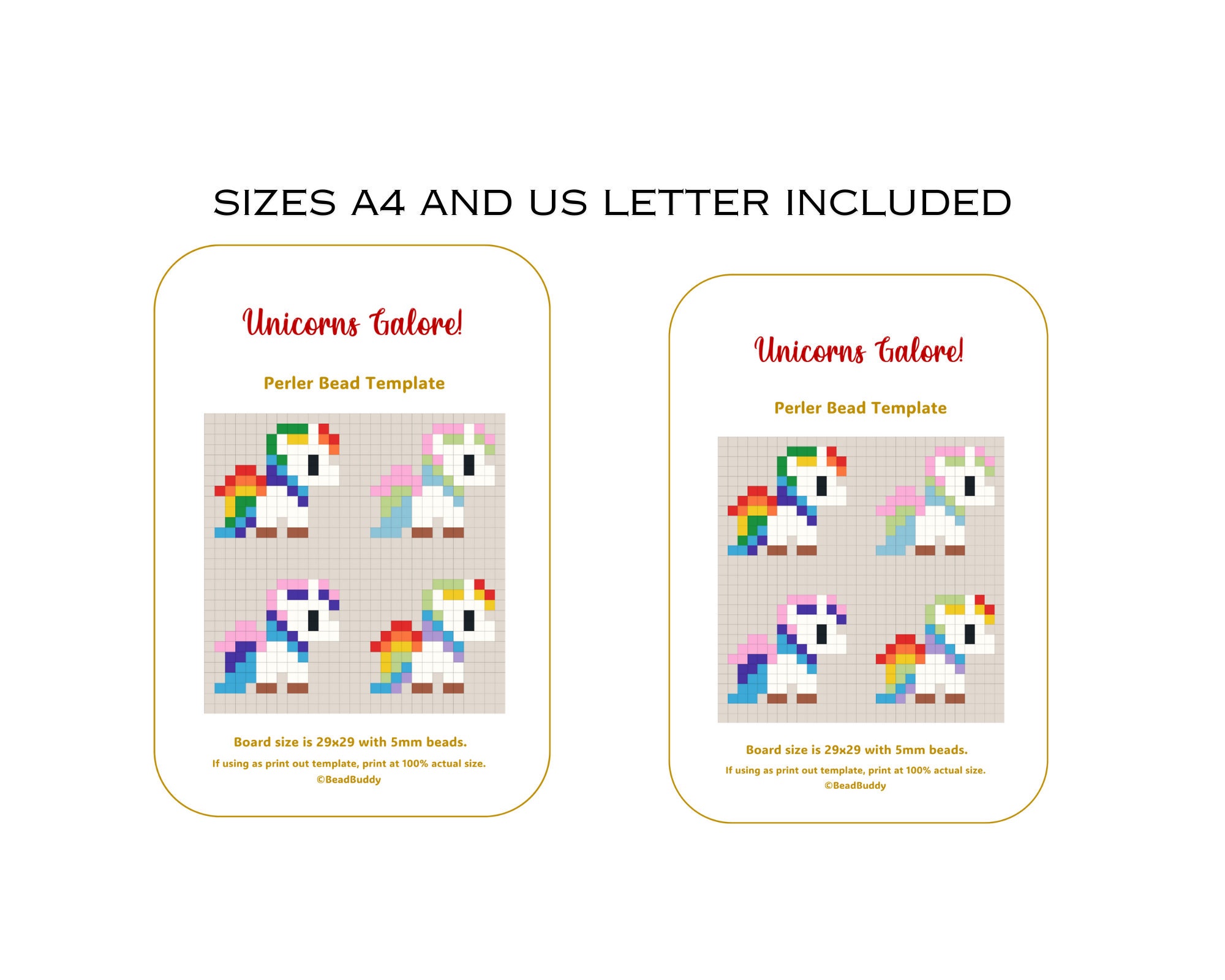 10 Different Unicorn Fuse Bead Template, Hama Perler Nabbi Beads Craft ...