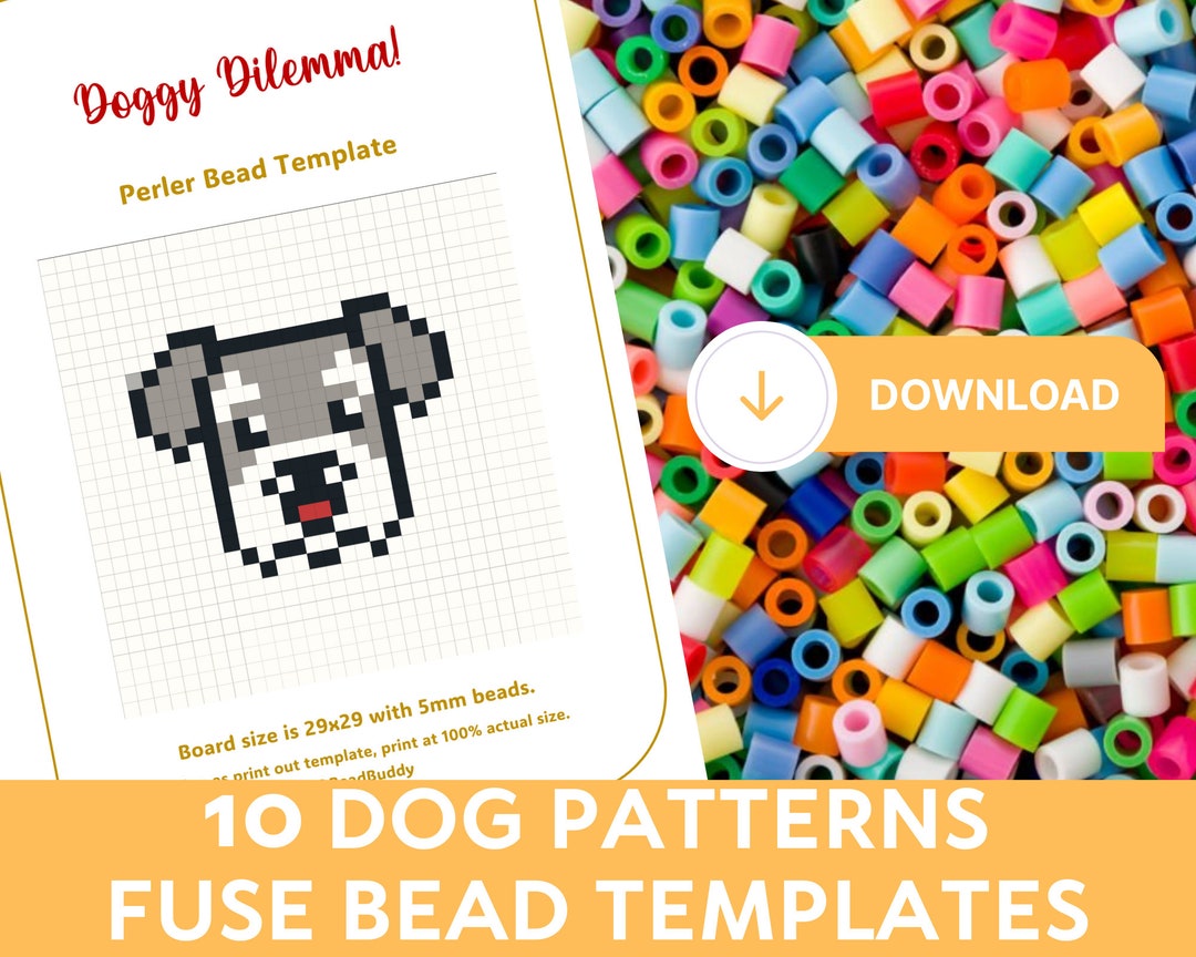 10 Different Doggy Dilemmas Fuse Bead Template, Hama Perler Nabbi Beads ...