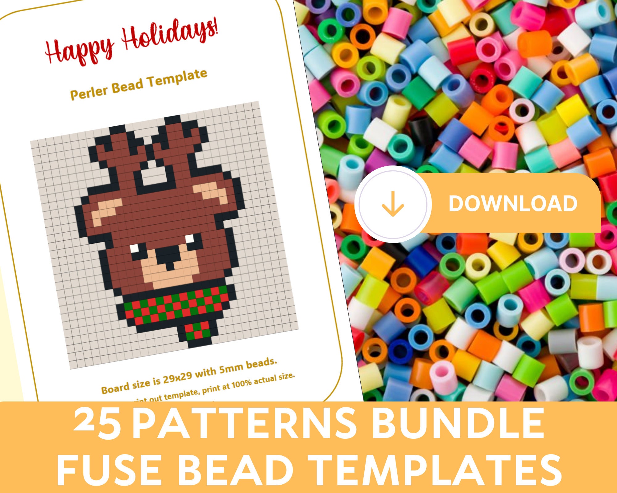 25 Different Christmas Fuse Bead Template, Hama Perler Nabbi Beads ...
