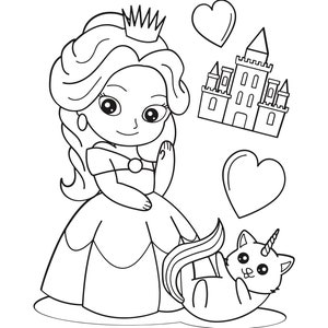 30 Little Princess Coloring Pages, Kids Coloring Book, Instant PDF ...