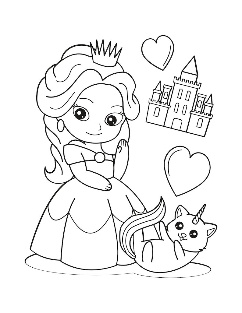 30 Little Princess Coloring Pages, Kids Coloring Book, Instant PDF ...