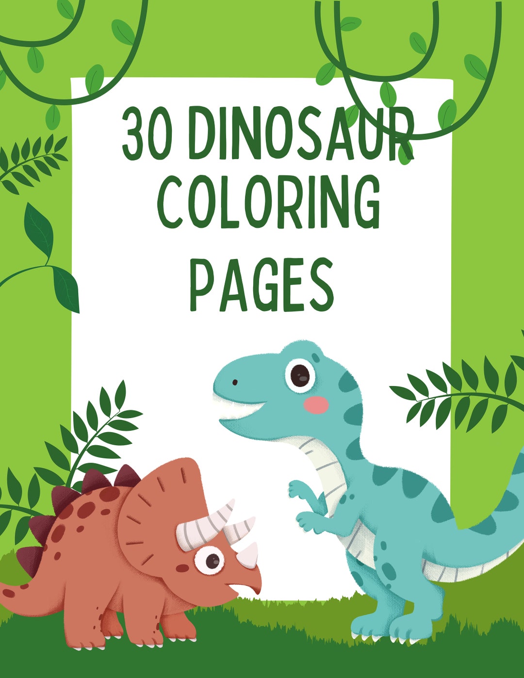 30 Dinosaur Coloring Pages for Kids, Kids Coloring Book, Instant ...