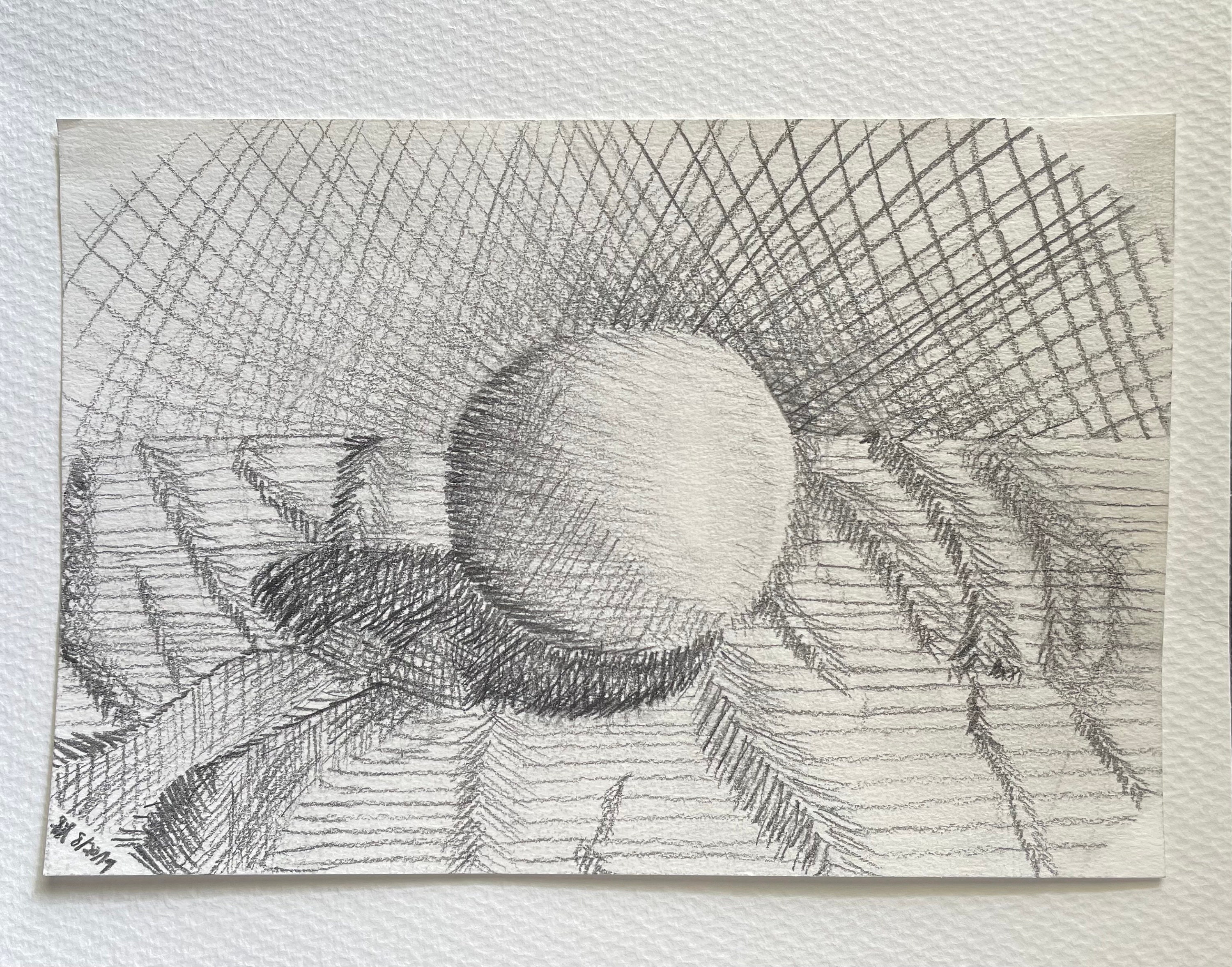 Foam Ball, Original 8x10 Still Life Drawing, Crosshatch Technique ...