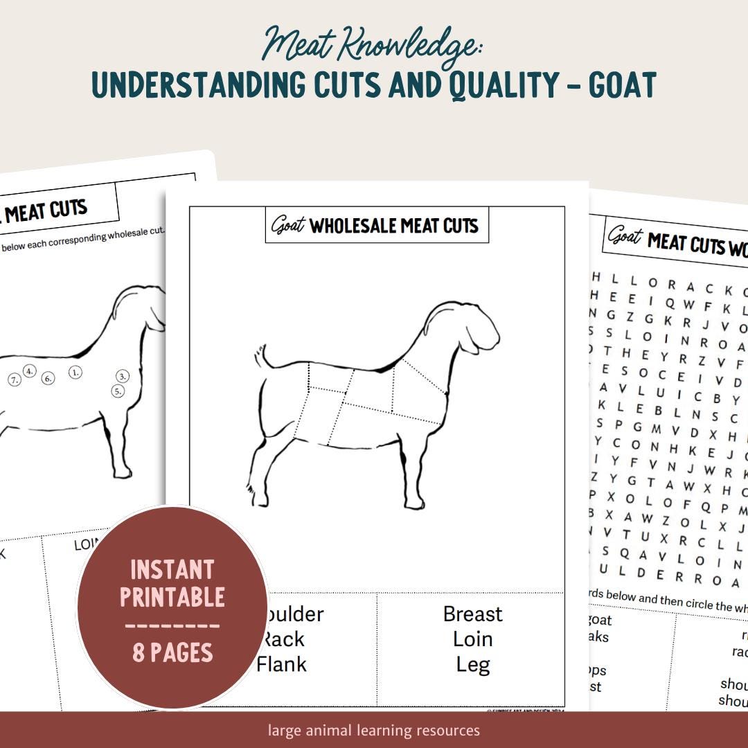 PRINTABLE Goat Meat Cuts and Quality - Learning About Meat Goats - Etsy