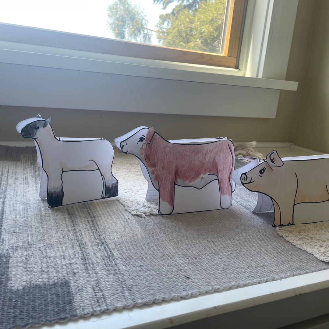PRINTABLE Livestock Learning Paper Cut-outs - Steer, Sheep, Pig - Etsy
