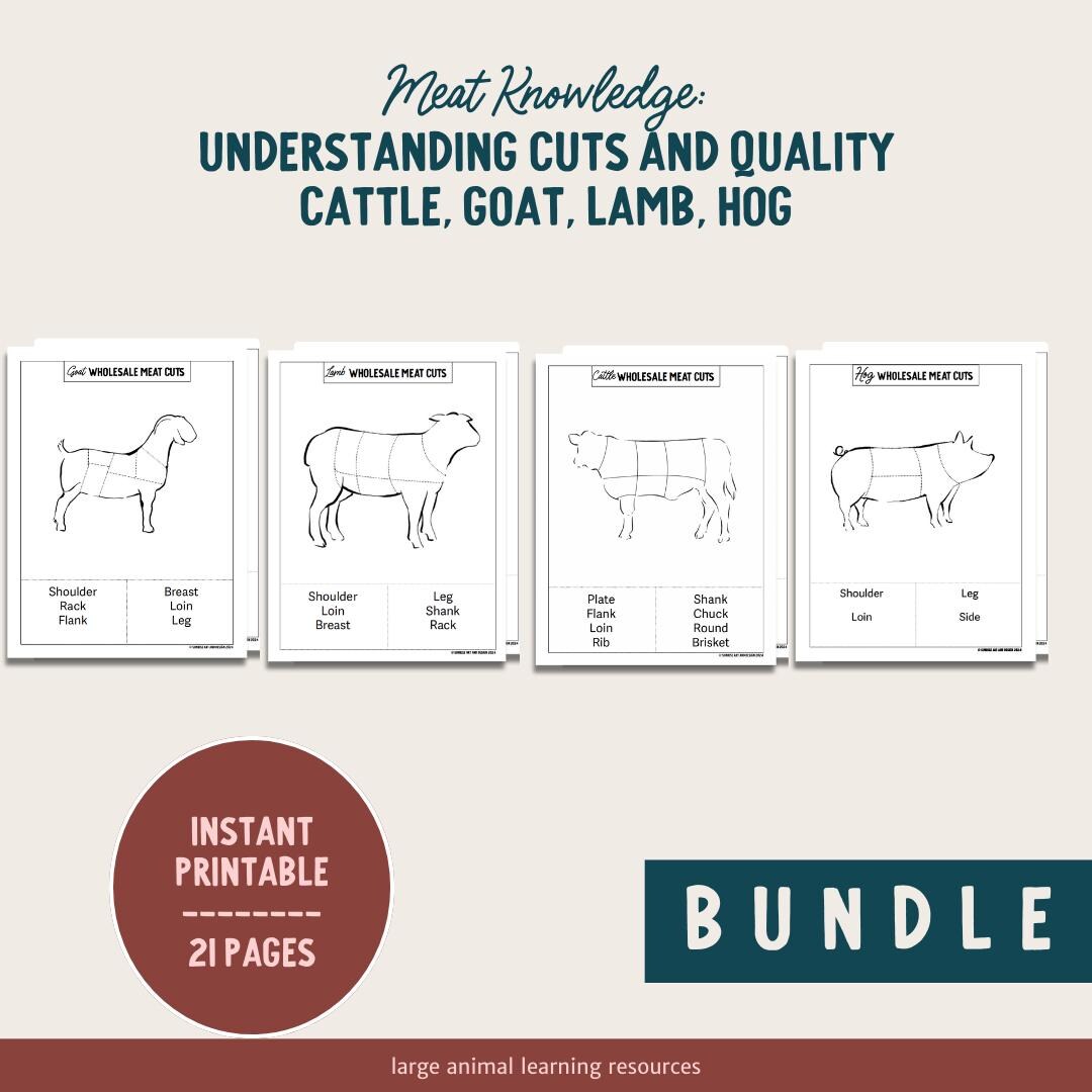 PRINTABLE ALL Bundle Hog, Lamb, Goat, Cow Meat Cuts and Quality ...