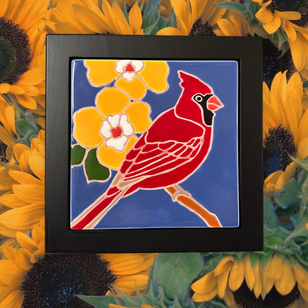 Cardinal Hand Glazed Ceramic Tile 6x6 - Etsy