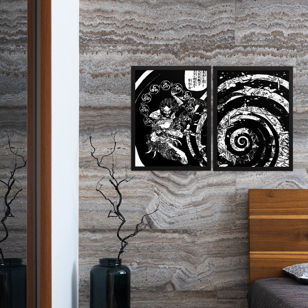 Ukiyo-e Dark Print Representing Buddhism Diptych by Katsushika Hokusai ...