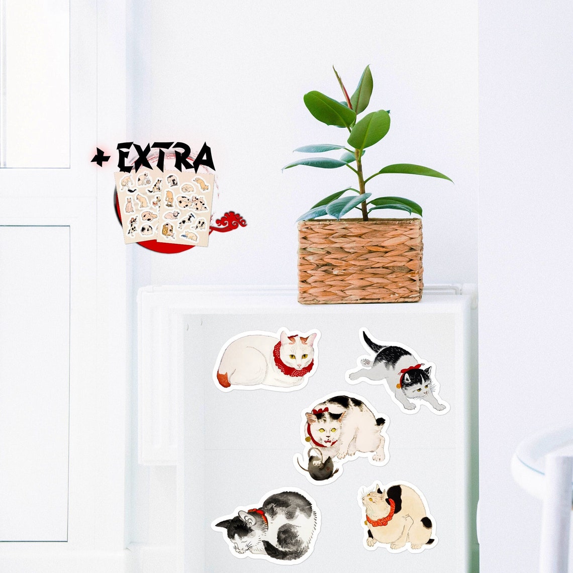 Cute Aesthetic Stickers Sheet Cats, Waterproof Kawaii Decals With Vinyl ...