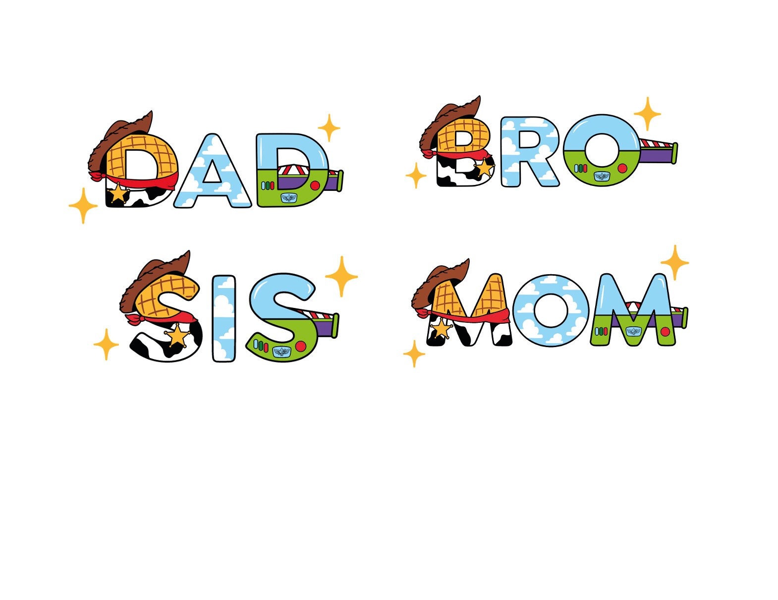 Toy Story Dad, Mom, Sis, Bro Svg, Png, Pdf, Jpg - Etsy
