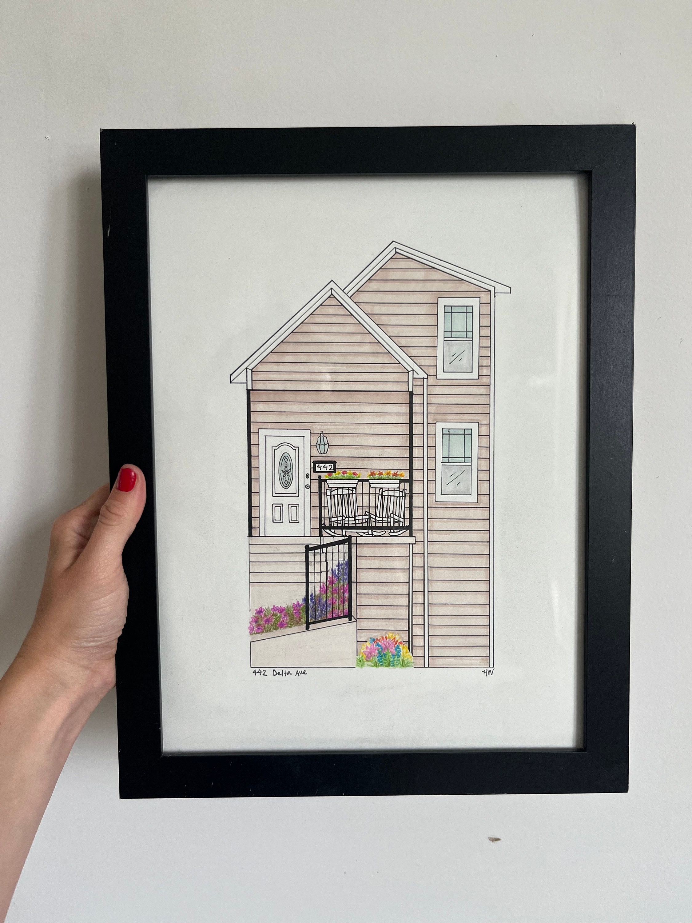 Illustrated Sketched Home Drawing - Etsy