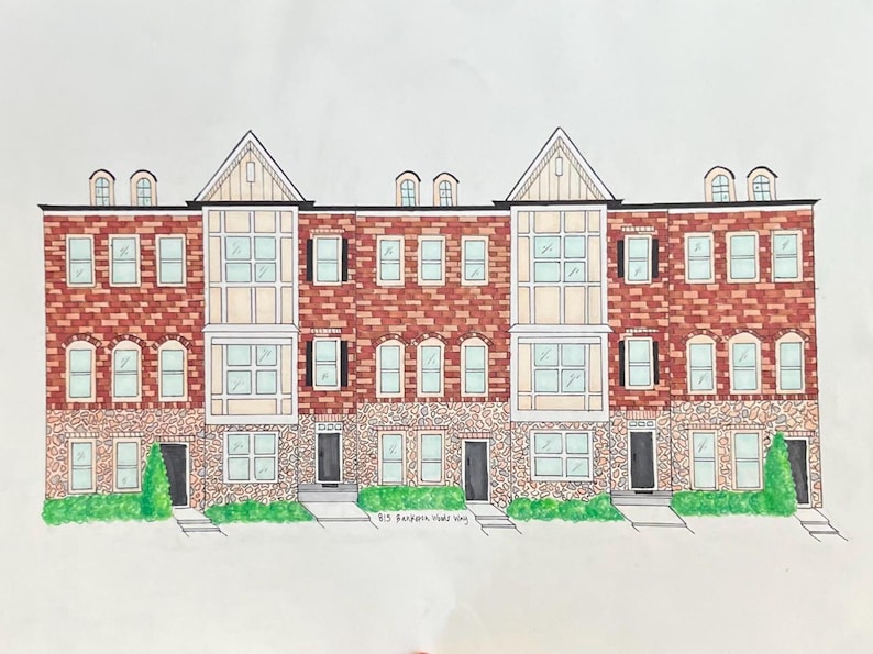 Illustrated Sketched Home Drawing - Etsy