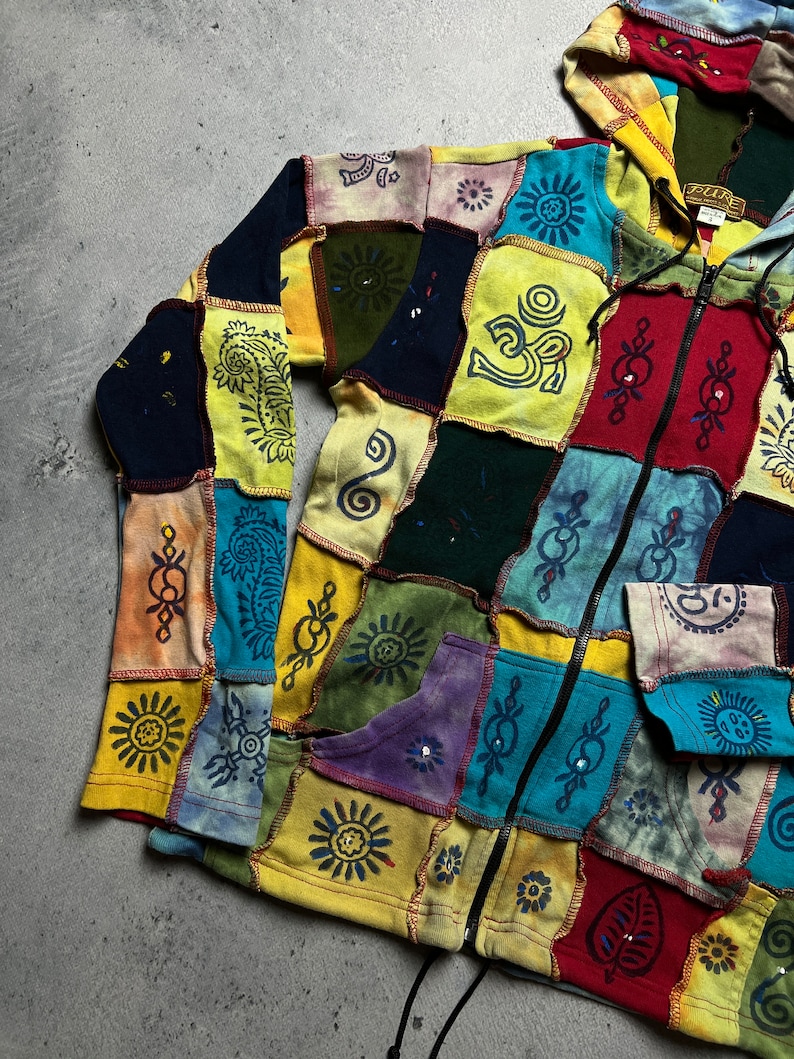 Vintage Nepal Patchwork Multicolor Zip Hoodie Jacket Woman - Etsy