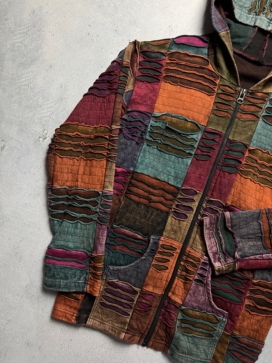 Vintage Nepal Patchwork Multicolor Zip Hoodie Jacket Opium - Etsy