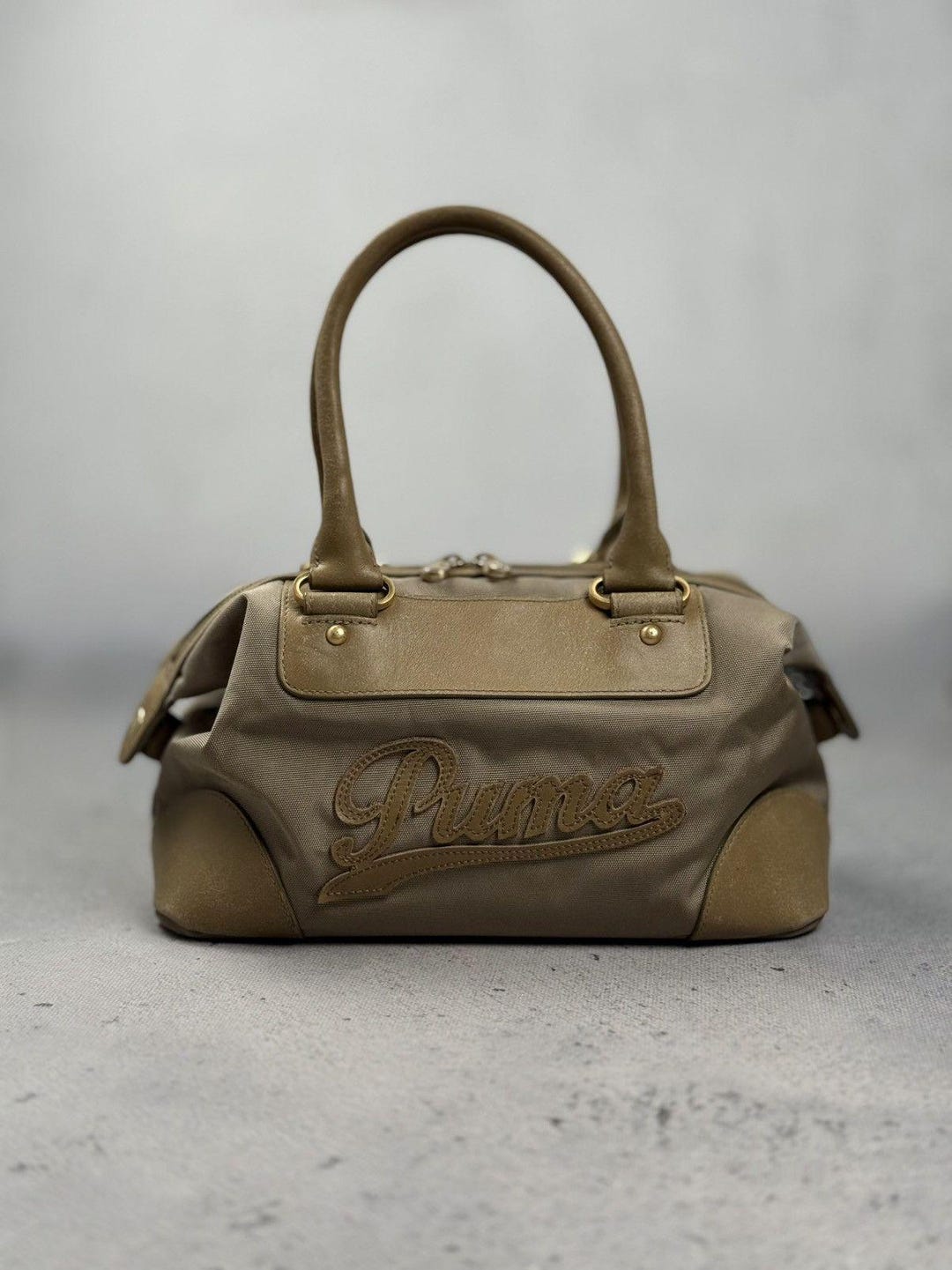Vintage Puma Handbag Y2K Beige Canvas Leather Logo Shoulder - Etsy