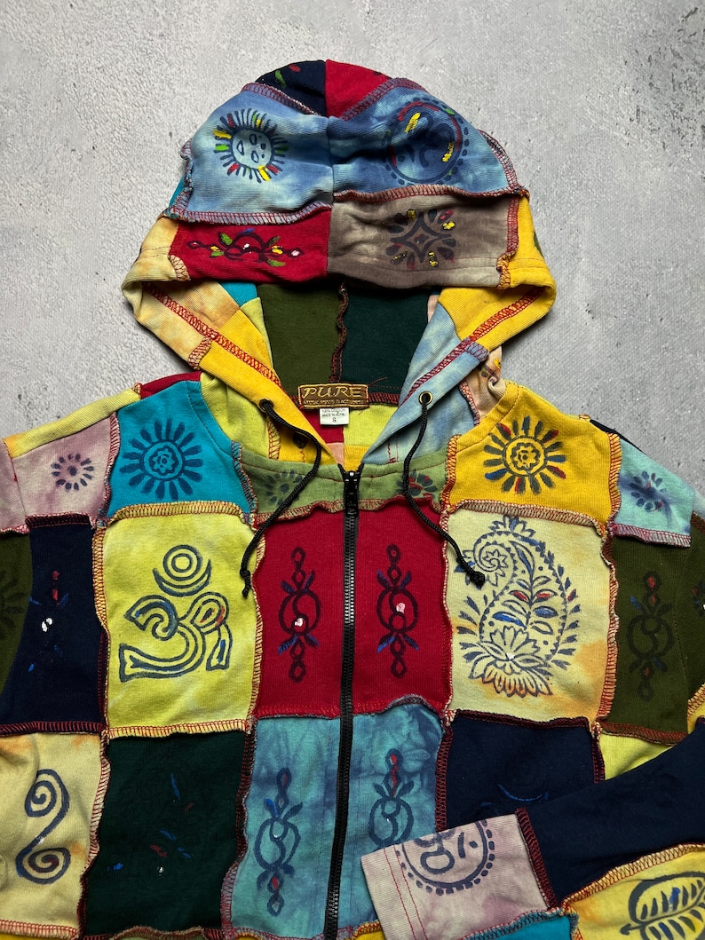 Vintage Nepal Patchwork Multicolor Zip Hoodie Jacket Woman - Etsy