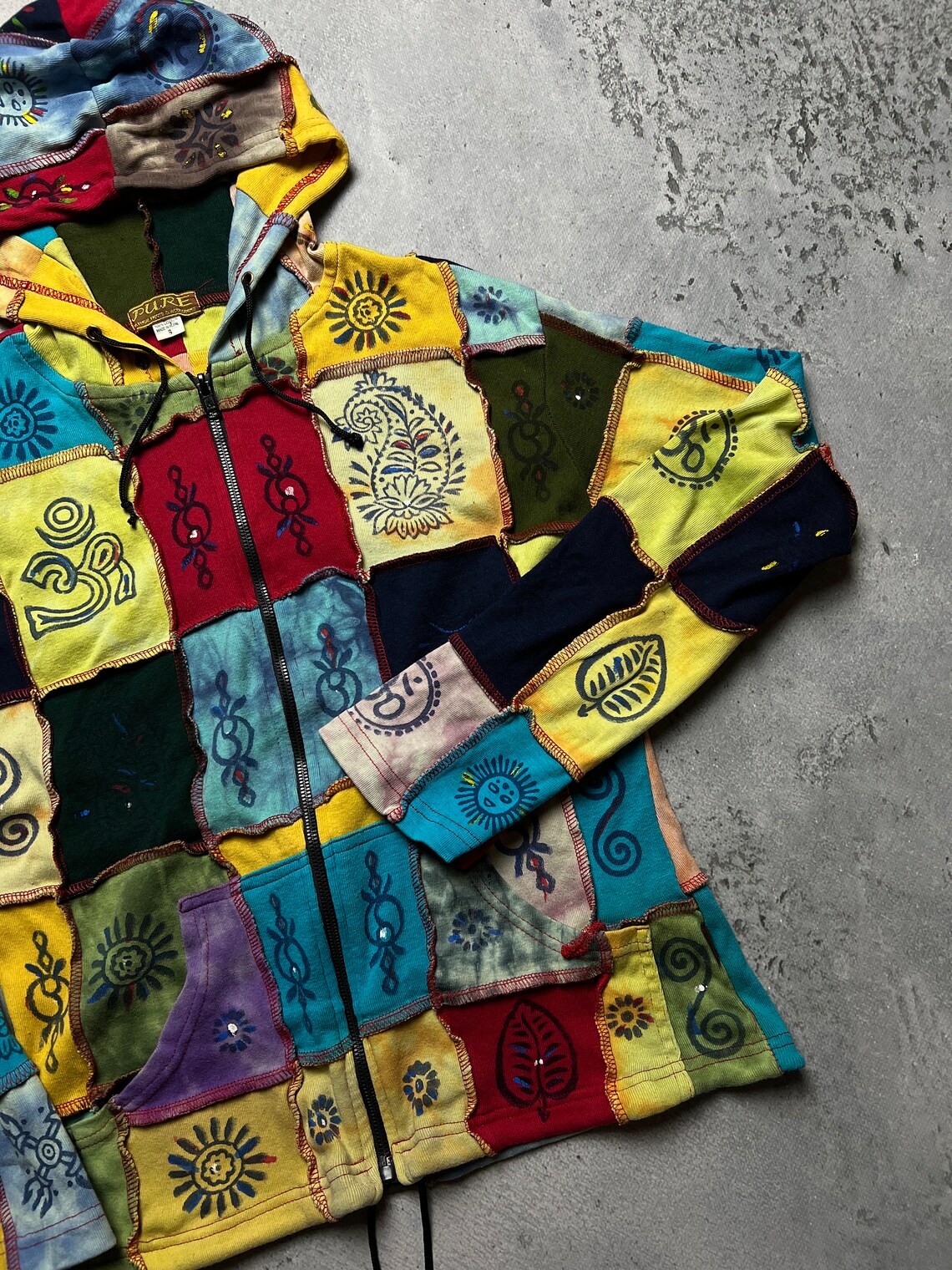 Vintage Nepal Patchwork Multicolor Zip Hoodie Jacket Woman - Etsy