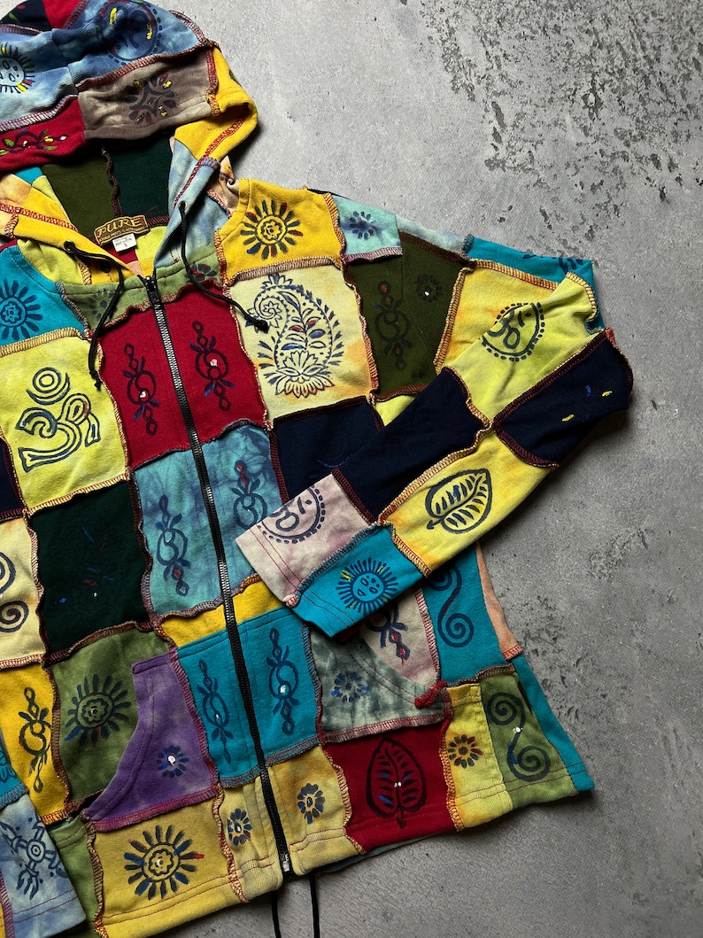 Vintage Nepal Patchwork Multicolor Zip Hoodie Jacket Woman - Etsy