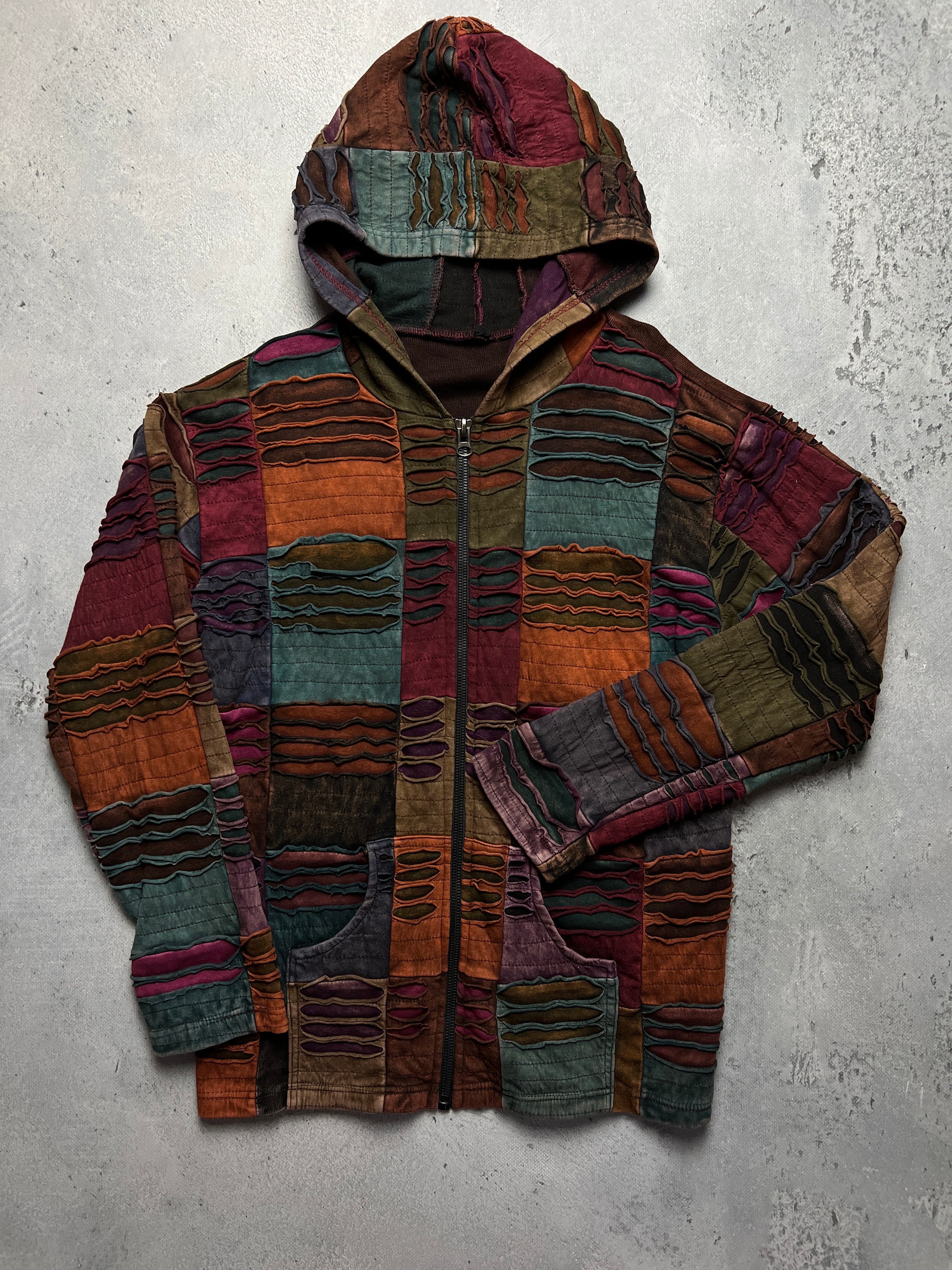 Vintage Nepal Patchwork Multicolor Zip Hoodie Jacket Opium - Etsy