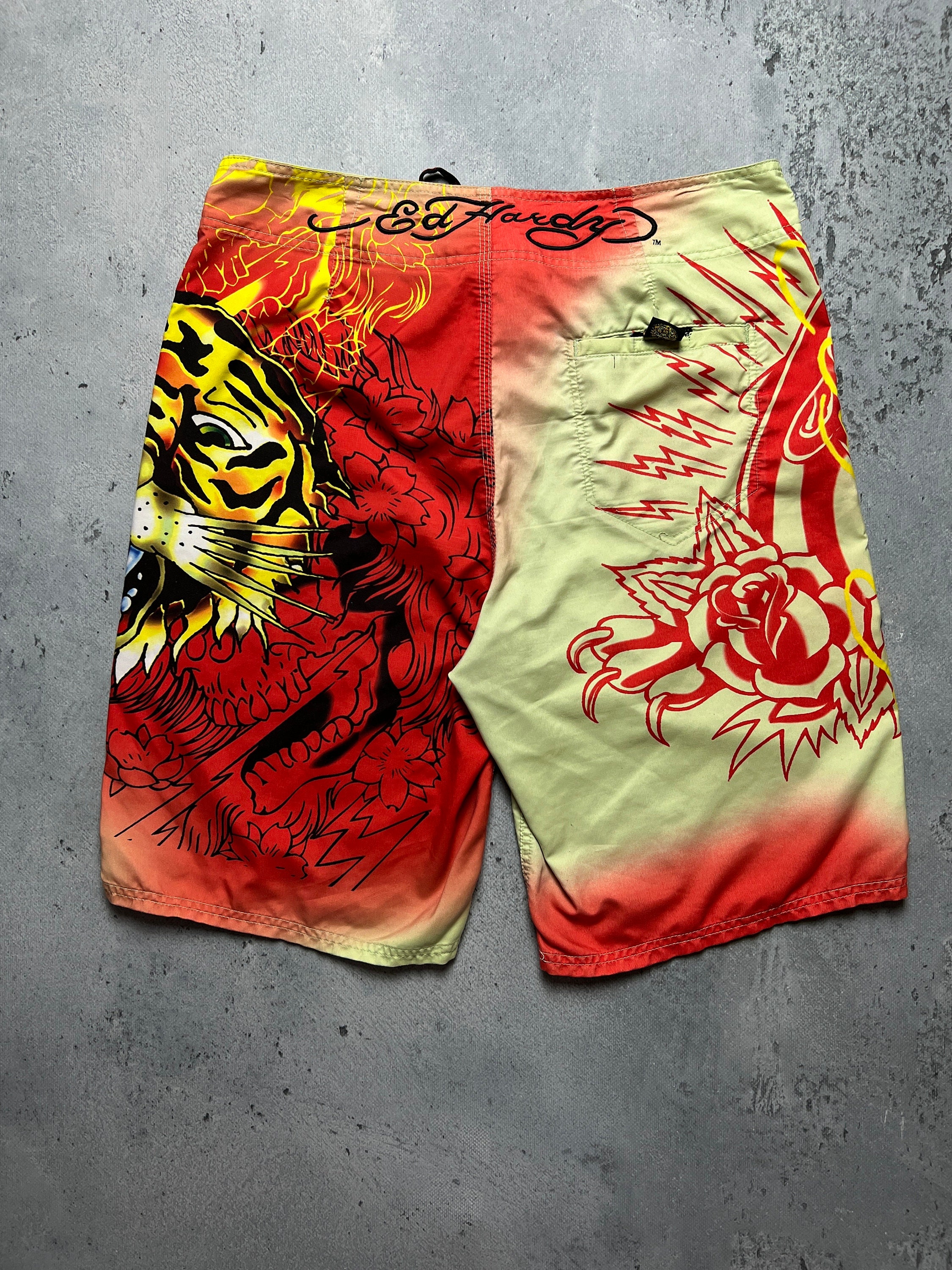 Vintage Ed Hardy Japanese Tattoo Tiger Panther Short Y2k - Etsy