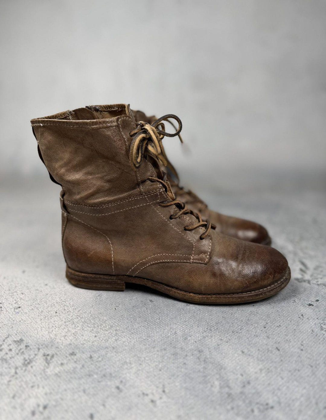 AS98 Airstep Vintage Brown Leather Combat Boots Zip Lace - Etsy
