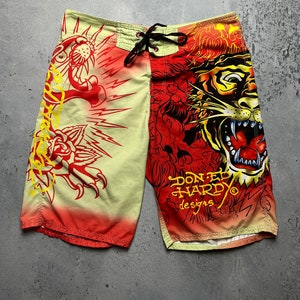 Vintage Ed Hardy Japanese Tattoo Tiger Panther Short Y2k - Etsy