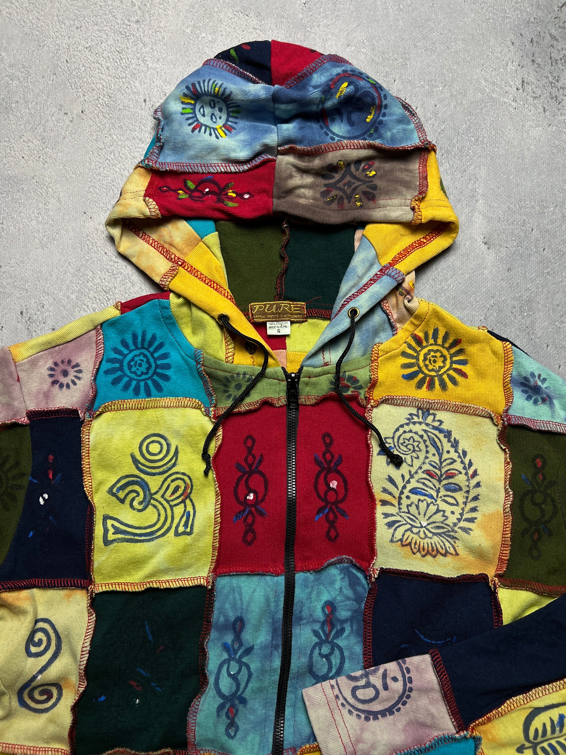 Vintage Nepal Patchwork Multicolor Zip Hoodie Jacket Woman - Etsy