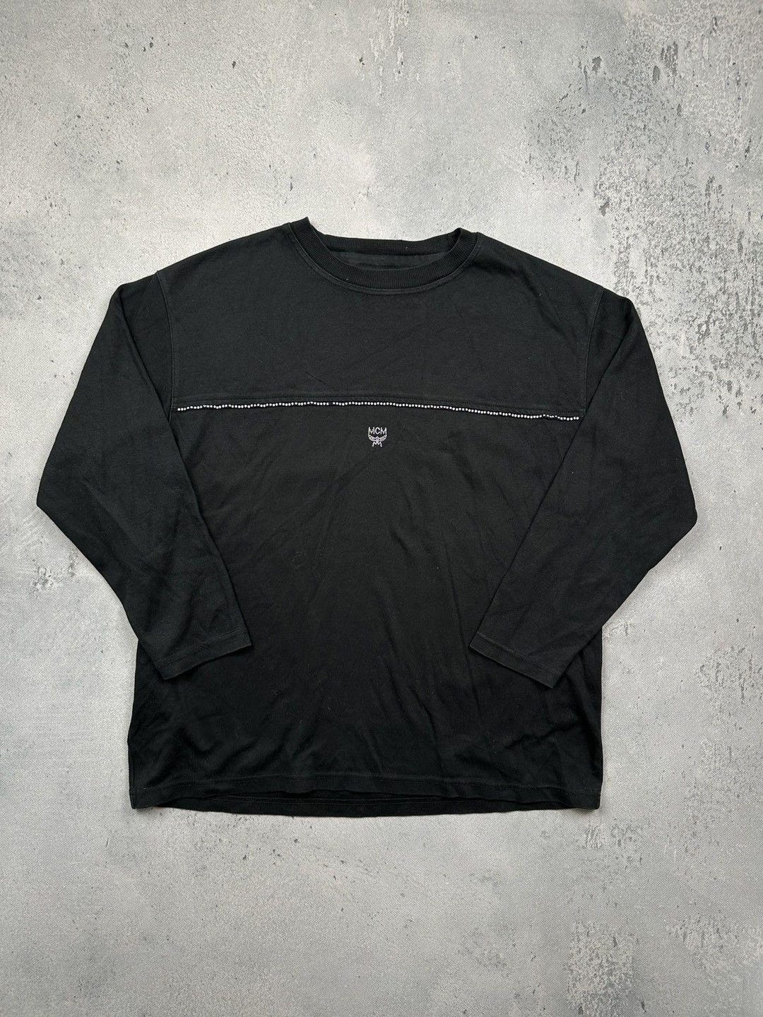 Vintage MCM Italy Black Rhinestone Logo Long Sleeve Tee Rare - Etsy