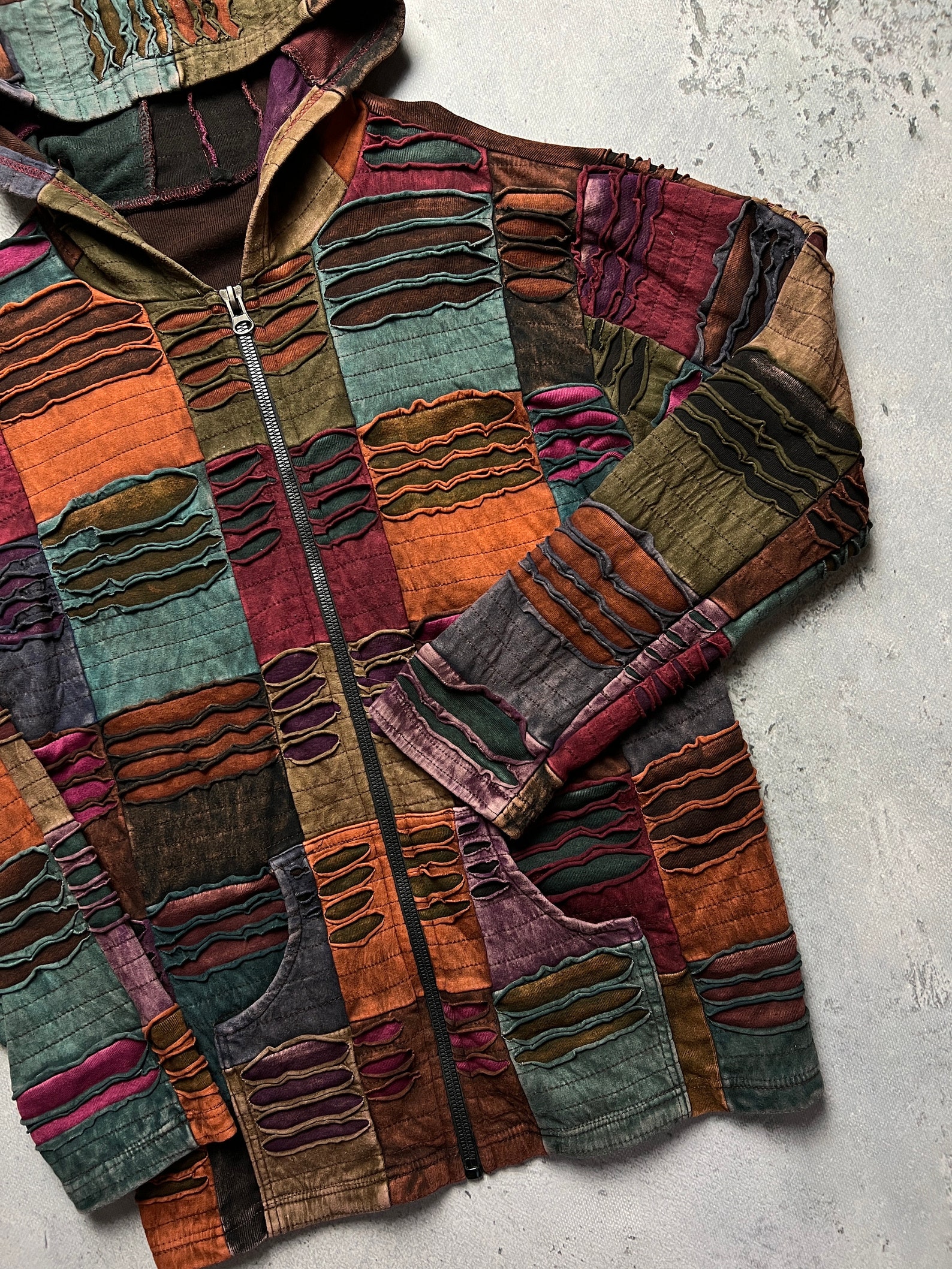 Vintage Nepal Patchwork Multicolor Zip Hoodie Jacket Opium - Etsy