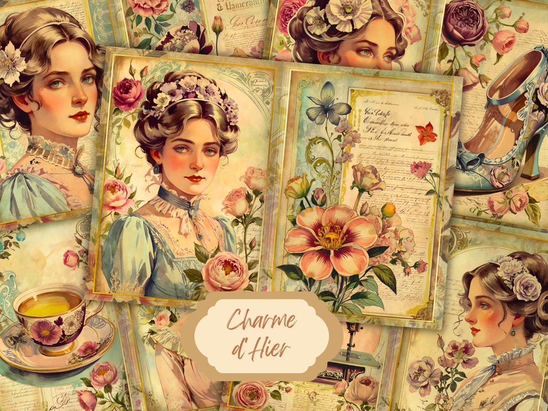 Victorian Women Junk Journal Pages, Digital Ephemera Kit, Antique ...