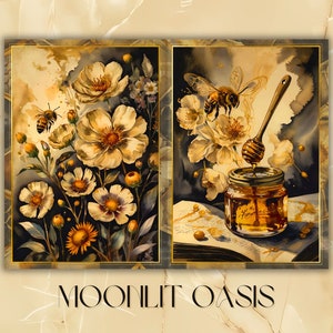 Bees & Honey Digital Collage Kit: Nature Scrapbook Ephemera (printable ...