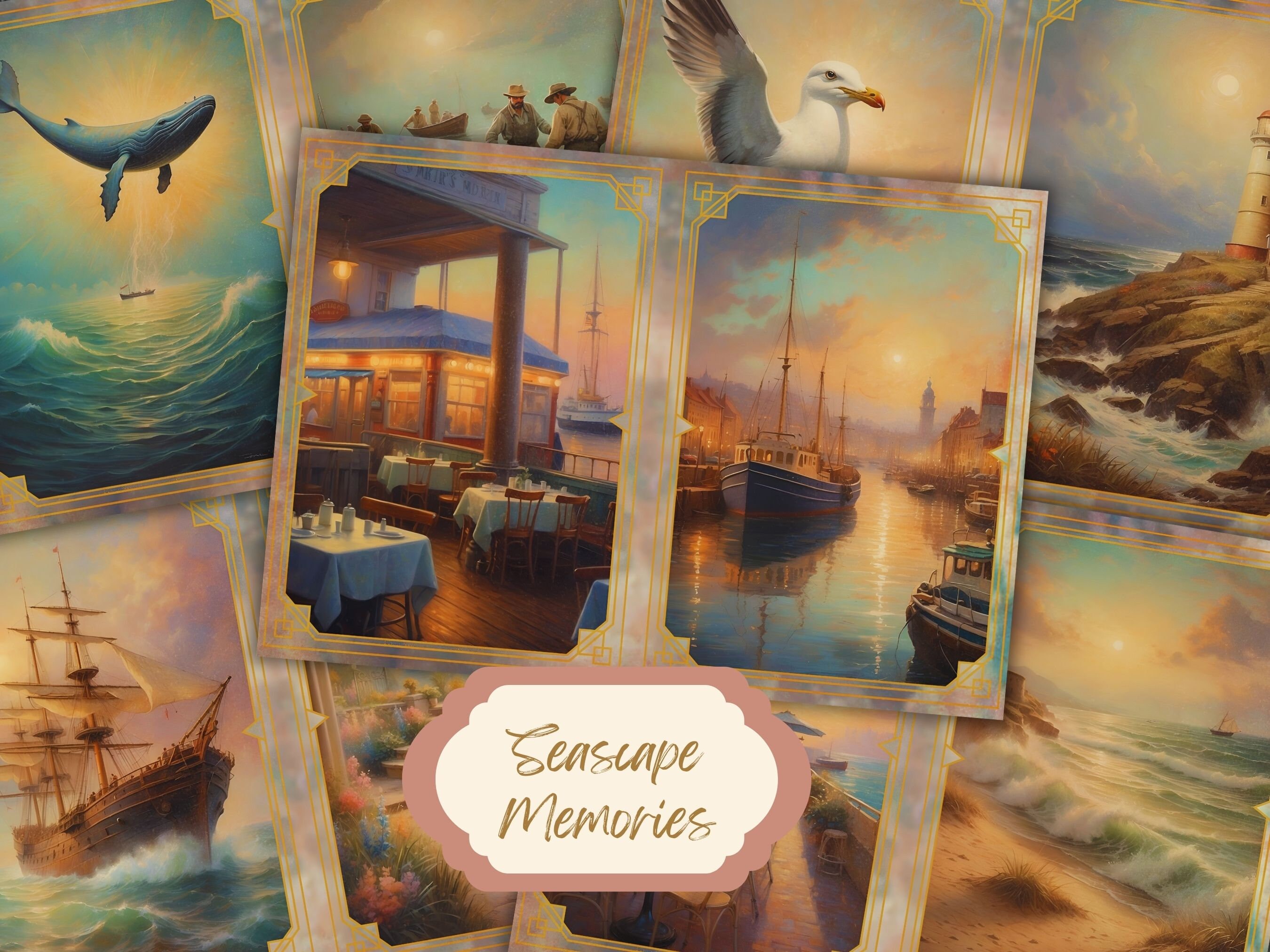 Digital Vintage Maritime Nautical Scrapbook Bundle : Coastal Images ...