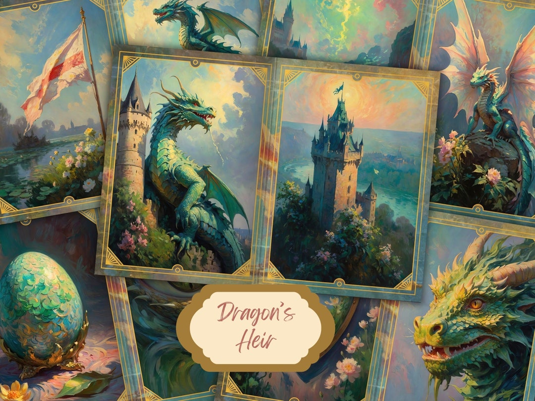 Dragons Junk Journal Kit Fantasy Dragon Scrapbook Printable Backgrounds ...