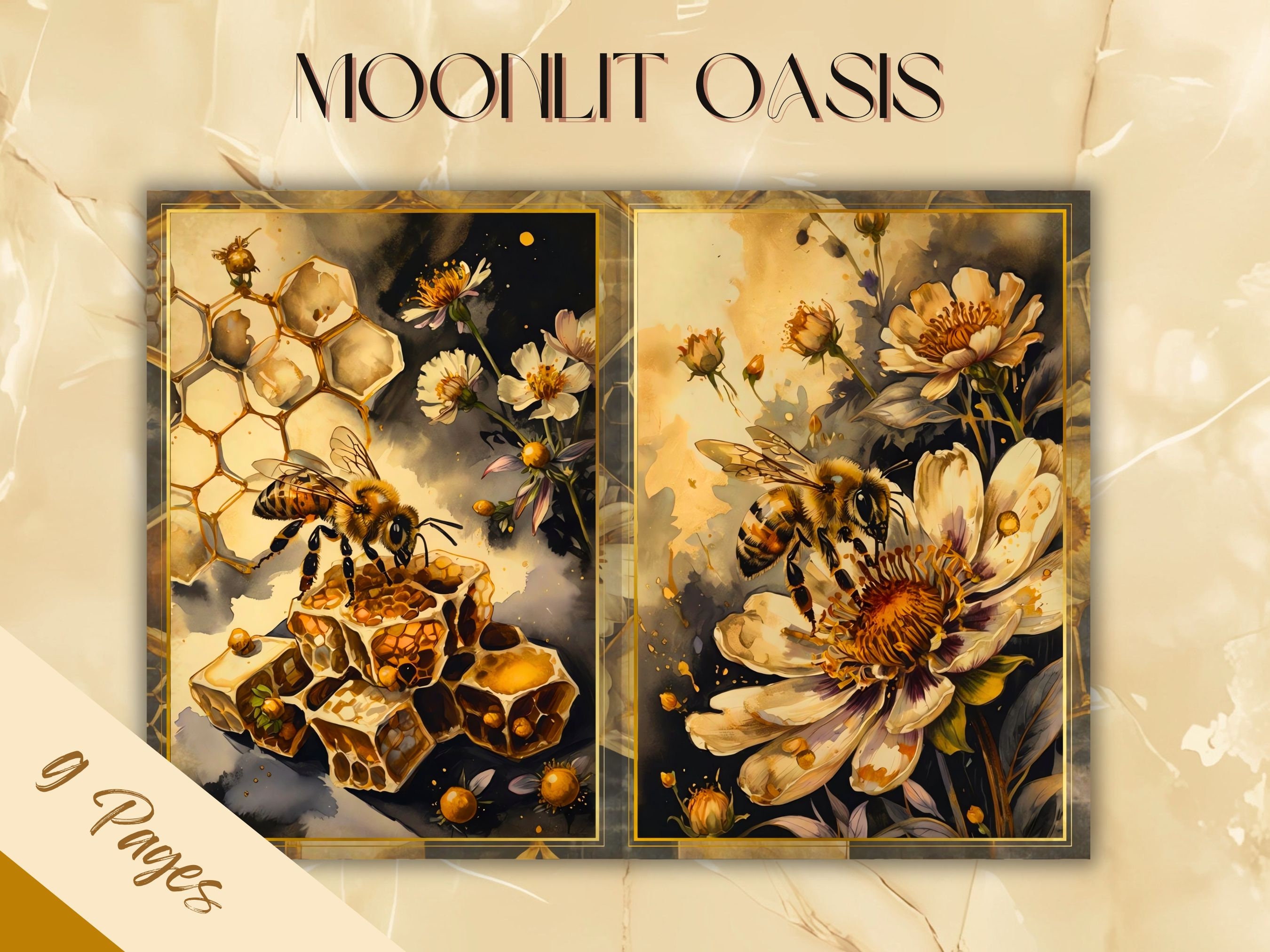 Bees & Honey Digital Collage Kit Printable Journal Pages Nature-themed ...