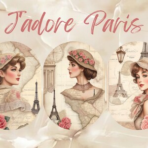 Paris Roses Junk Journal Antique Papers - Printable Collage Sheets and ...