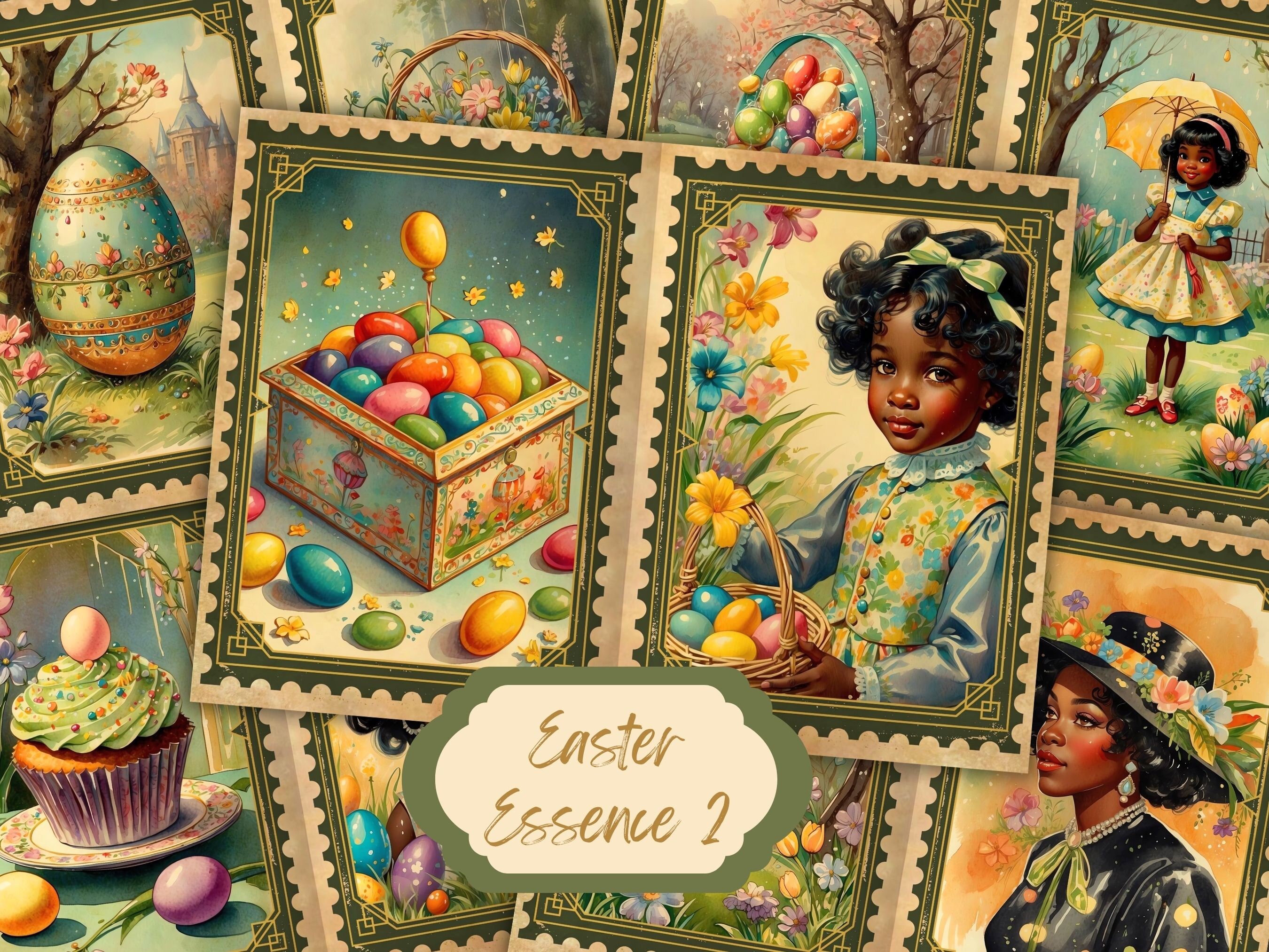 Black Women Easter Collage Ephemera, Easter Bunny, Easter Pages, Junk ...