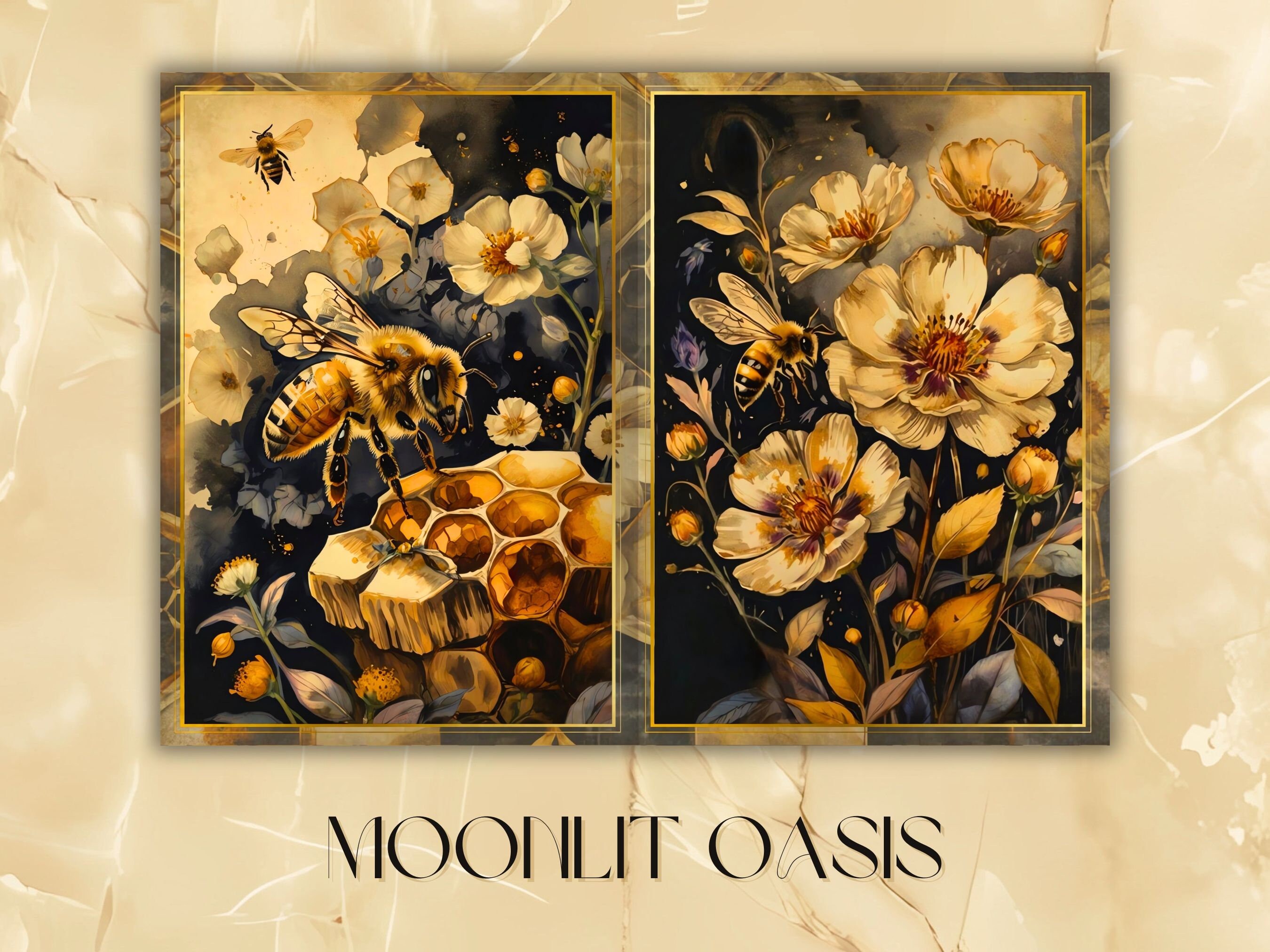 Bees & Honey Digital Collage Kit Printable Journal Pages Nature-themed ...