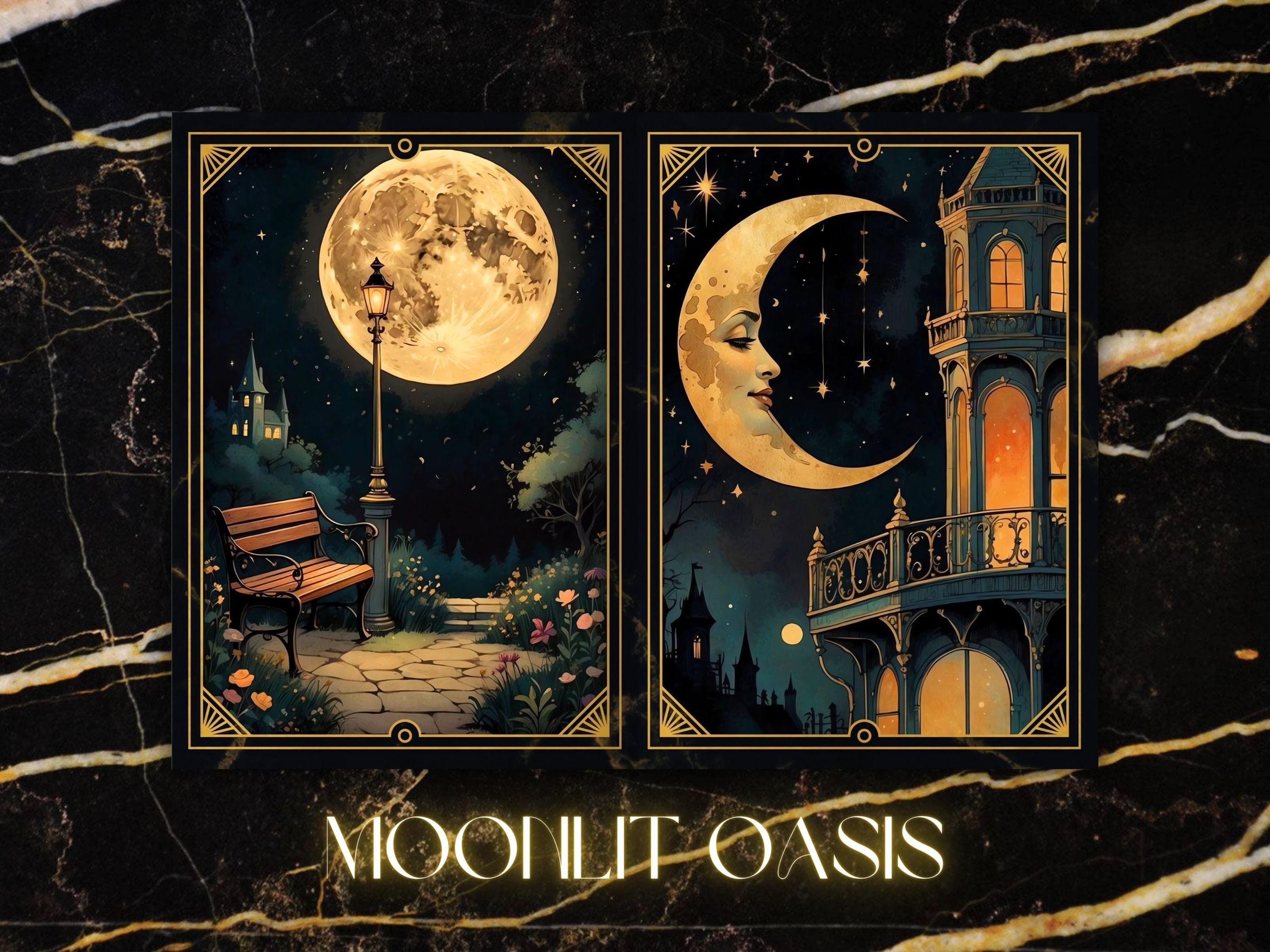 Celestial Moon Junk Journal Pages, Digital Scrapbook Paper Kit, Vintage ...