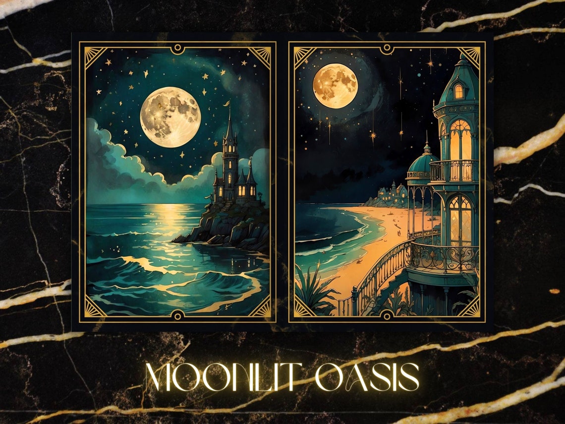 Celestial Moon Junk Journal Pages, Digital Scrapbook Paper Kit, Vintage ...