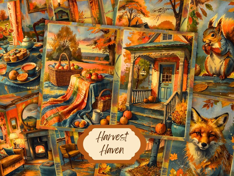 Autumn Cottagecore Digital Collage Kit | Cozy Fall Printable Papers ...