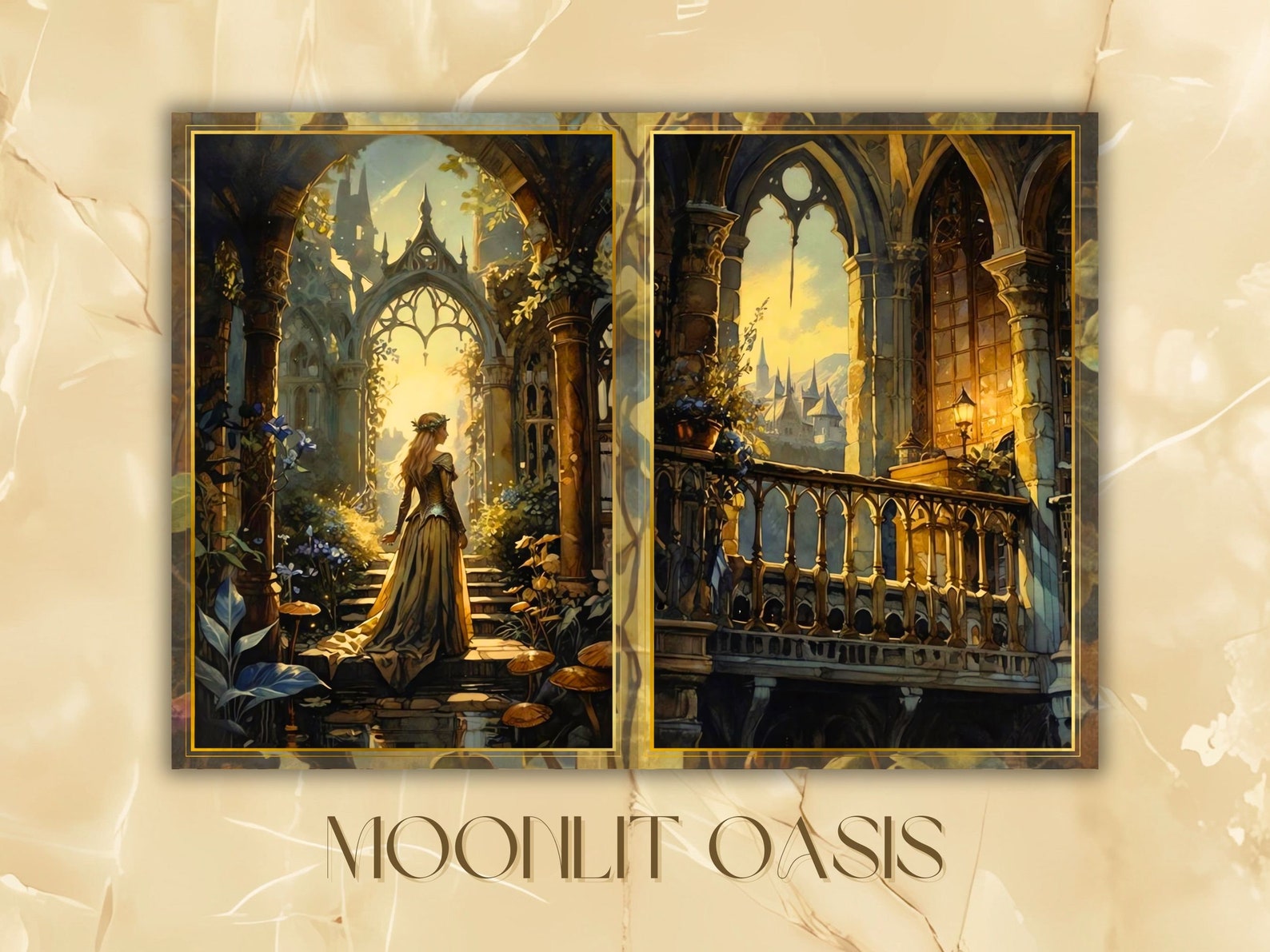 Elven City Digital Collage Pages Kit - Fantasy Art Printables for Junk ...